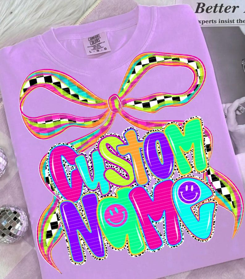 Custom Preppy Mascot PNG With Bow, Neon Letter Mascot Png, Editable ...