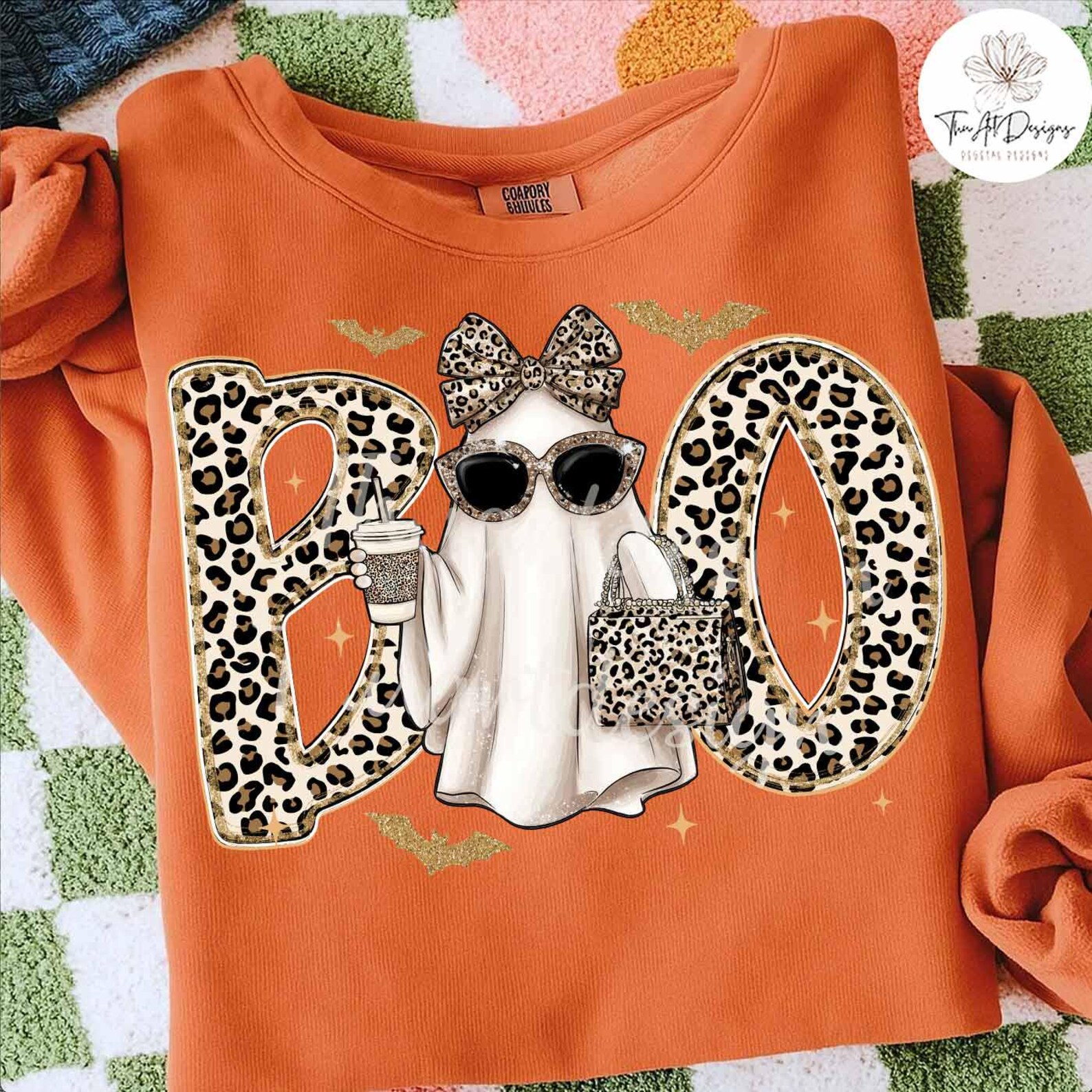 Preppy Ghost Boo PNG, Leopard Coquette Ghost PNG, Spooky Season ...
