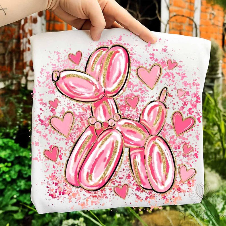 Pink Brushstroke Balloon Dog PNG, Valentine Balloon Animal Clipart ...