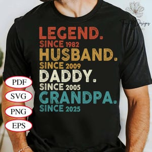 Legend Husband Daddy Grandpa SVG, Custom Father's Day Design, Vintage ...