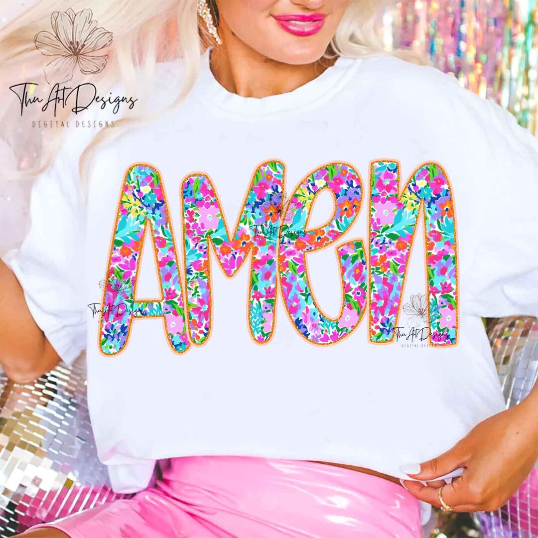 Floral Glitter Amen PNG, Retro Amen Png, Preppy Easter Png, Amen Png ...