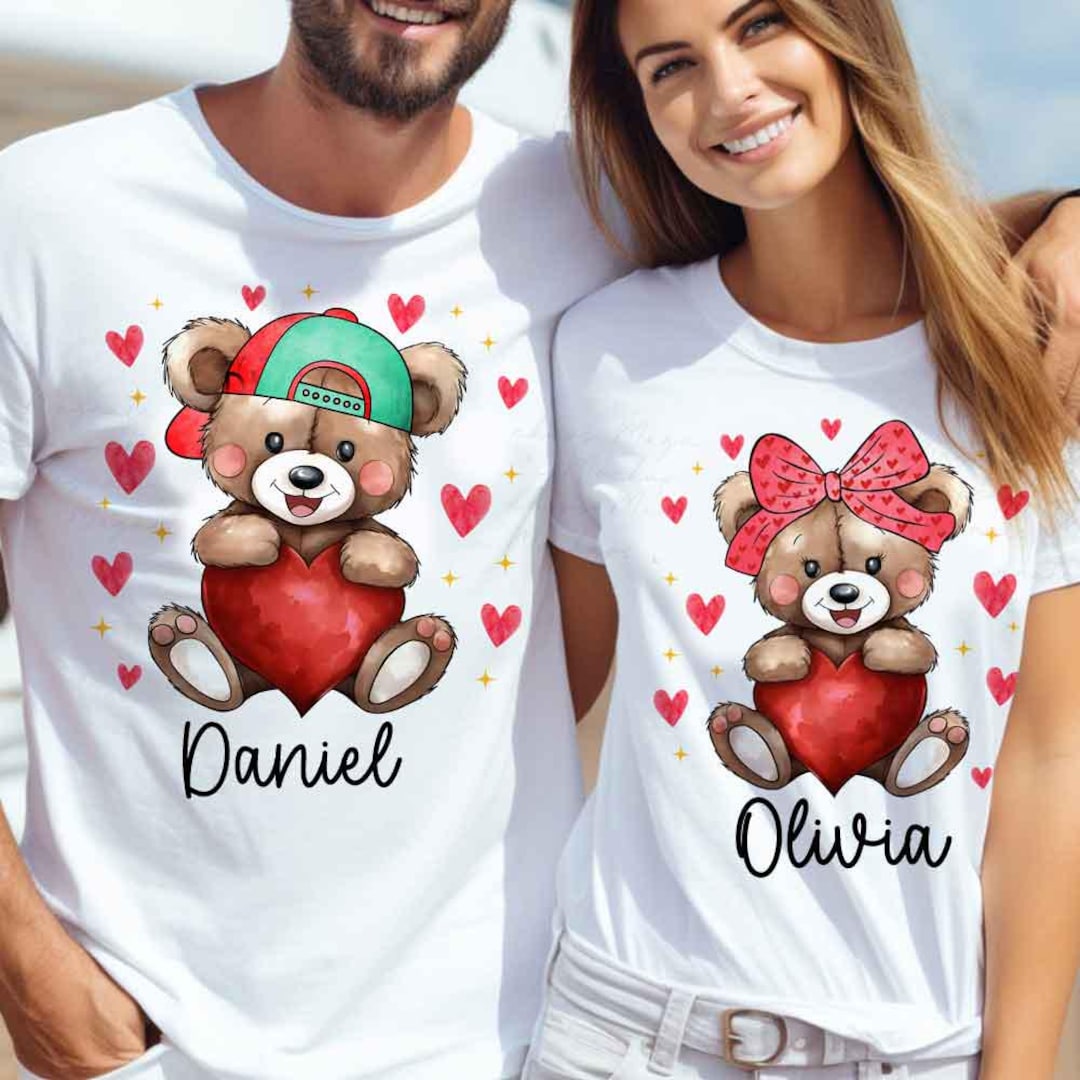Custom Teddy Valentine With Kid Names Png, Personalized Couple ...