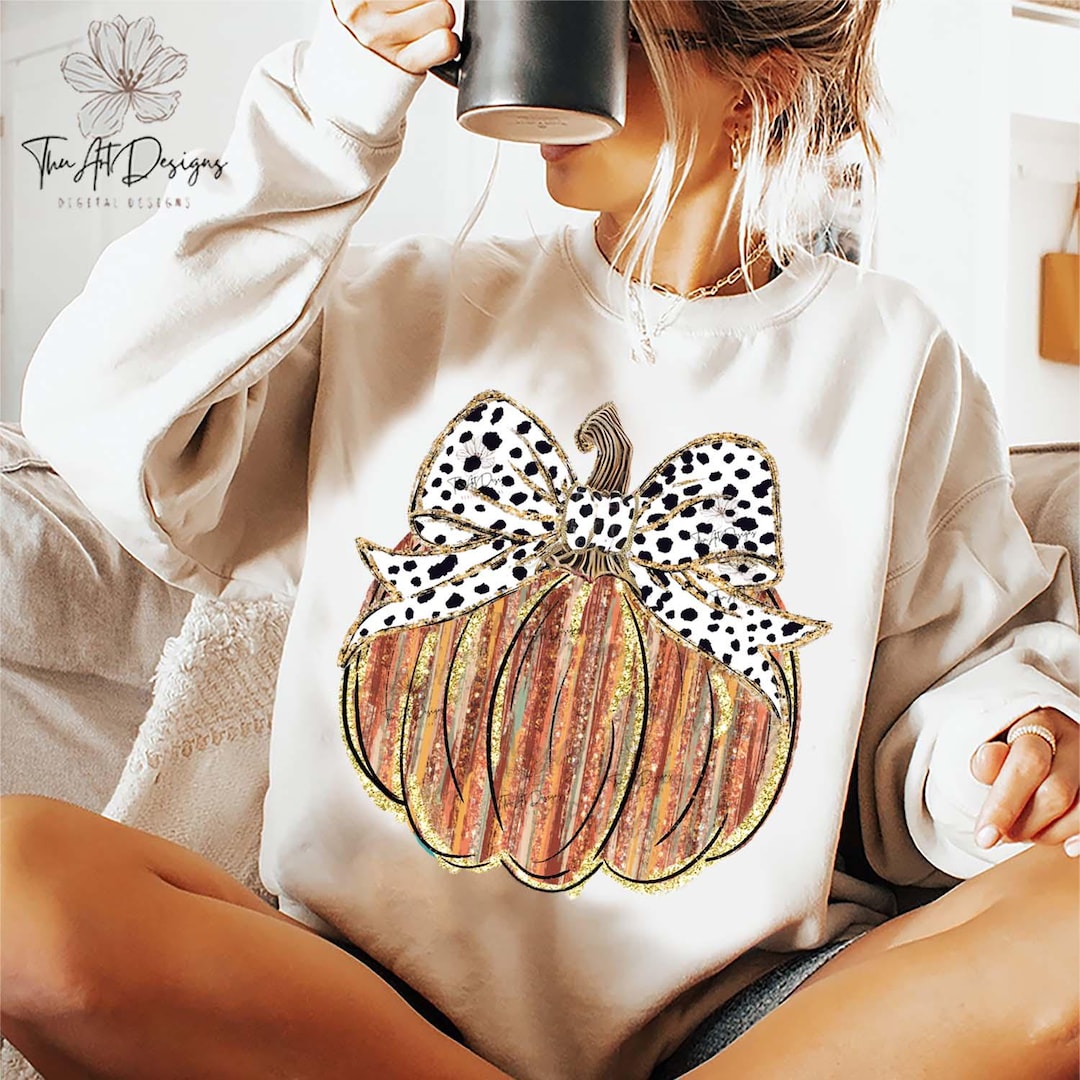 Colorful Coquette Gold Glitter Pumpkin Png, Girly Fall Pumpkin Design ...
