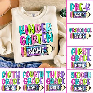 Back to School Name Bundle, Kindergarten PNG, Pre K PNG, First Day of ...
