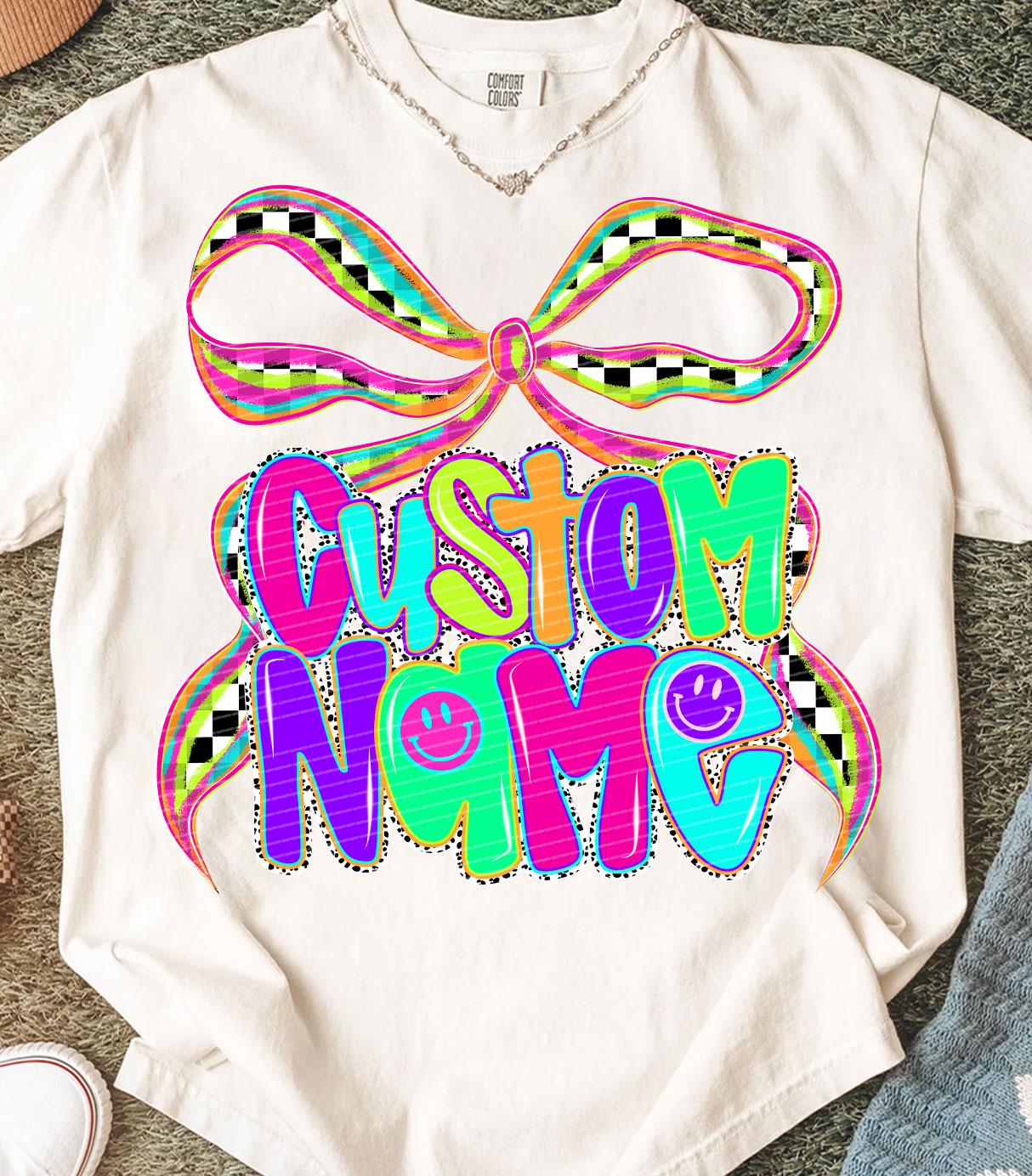 Custom Preppy Mascot PNG With Bow, Neon Letter Mascot Png, Editable ...