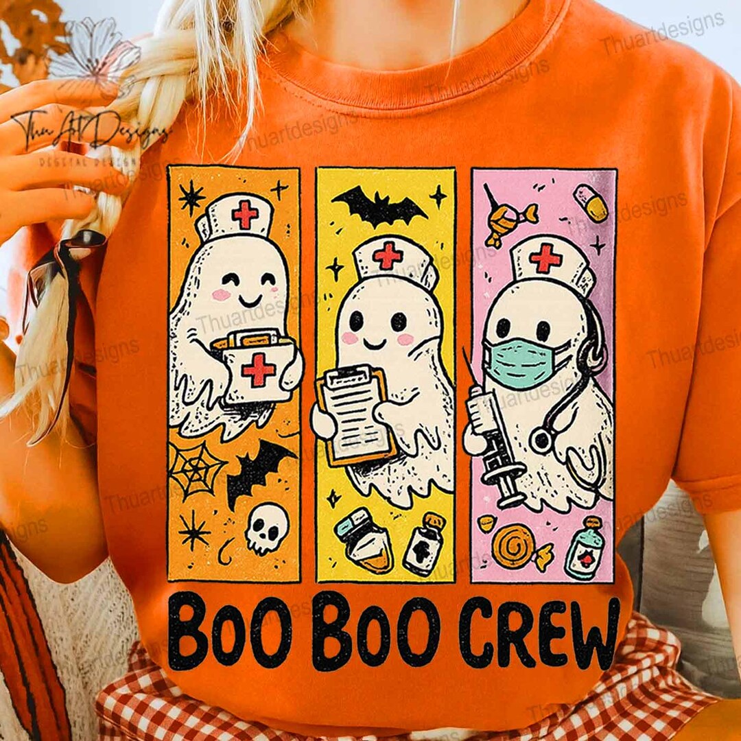 Boo Boo Crew PNG, Retro Halloween Nurse Design, Cute Ghost Clipart ...