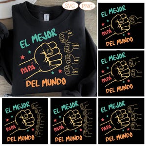 Custom El Mejor Papa Svg, Fist Bump Dad With Boy Girl, Vintage Spanish ...
