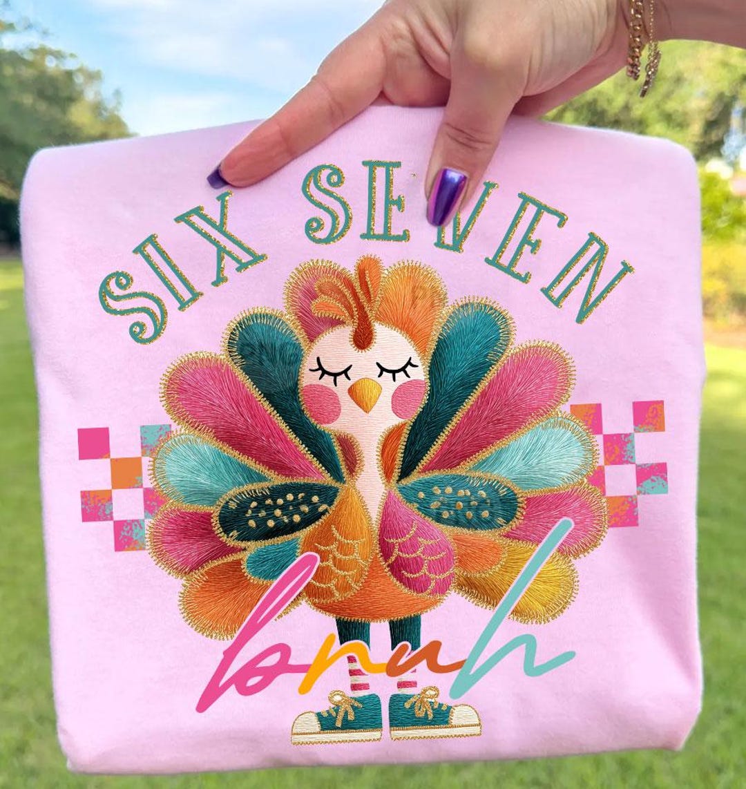 Pink Funny Six Seven PNG, Pink Turkey Kids Bruh PNG, 67 Thanksgiving ...