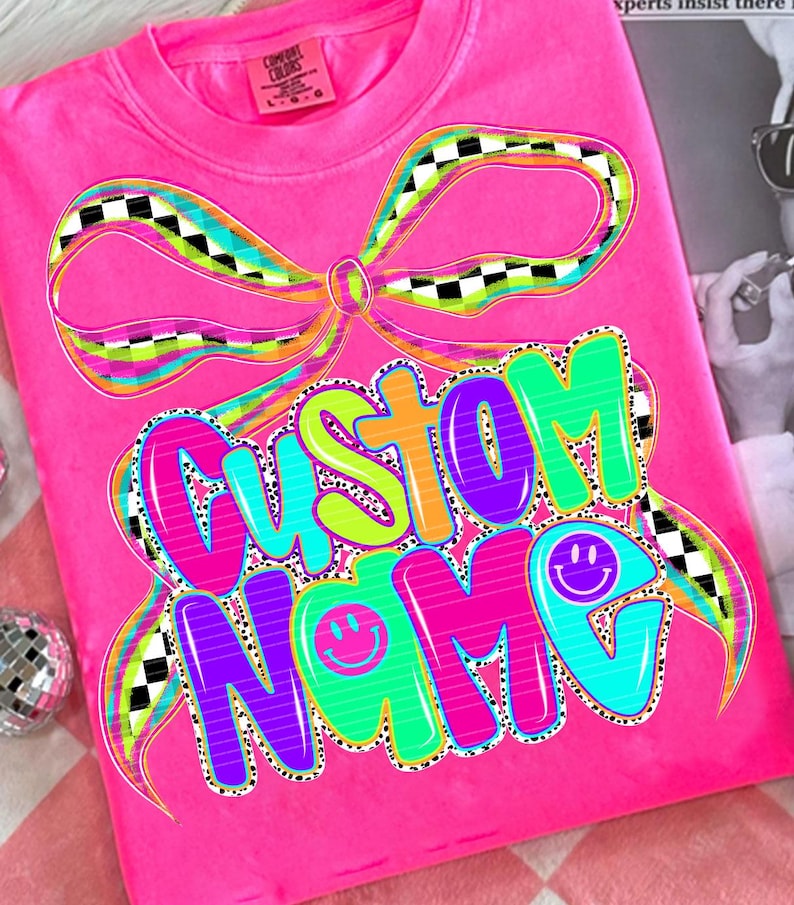 Custom Preppy Mascot PNG With Bow, Neon Letter Mascot Png, Editable ...