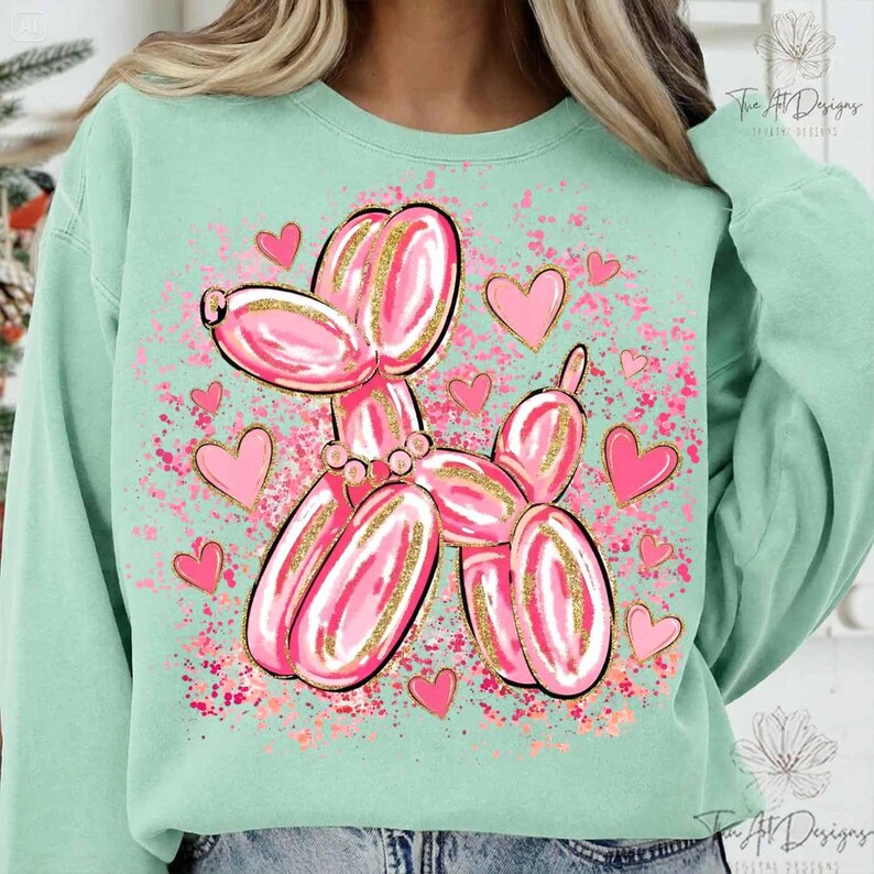 Pink Brushstroke Balloon Dog PNG, Valentine Balloon Animal Clipart ...