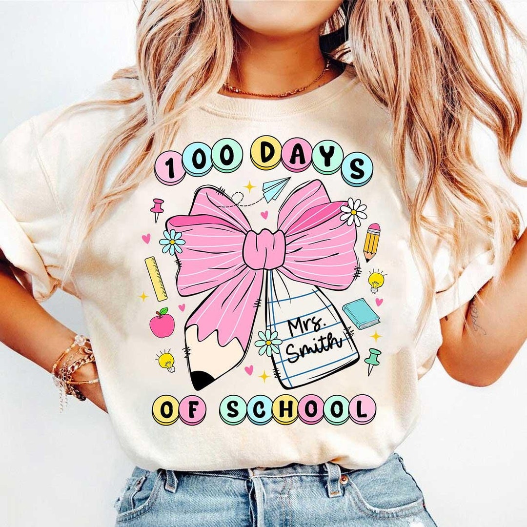 100 Days of School Coquette PNG, Teacher 100 Days Bracelet Png ...