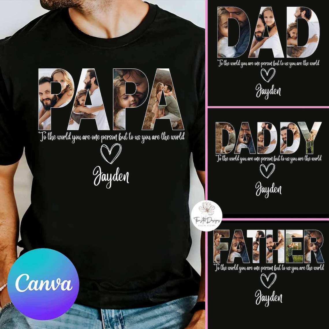 Custom Dad Photo Canva Template, Personalized Photo Png, Custom Design ...