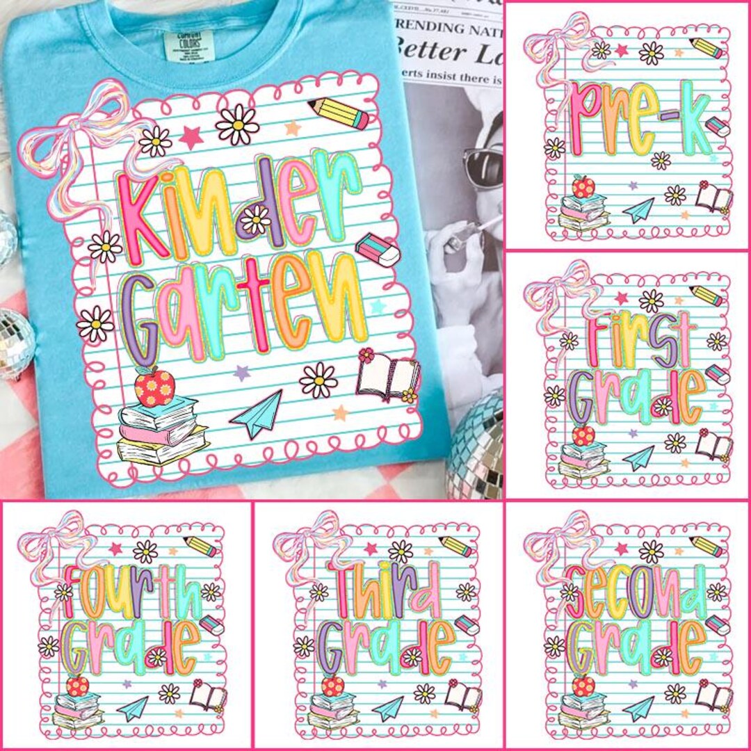 Preppy Back to School PNG Bundle, Teacher Coquette First Day of School ...