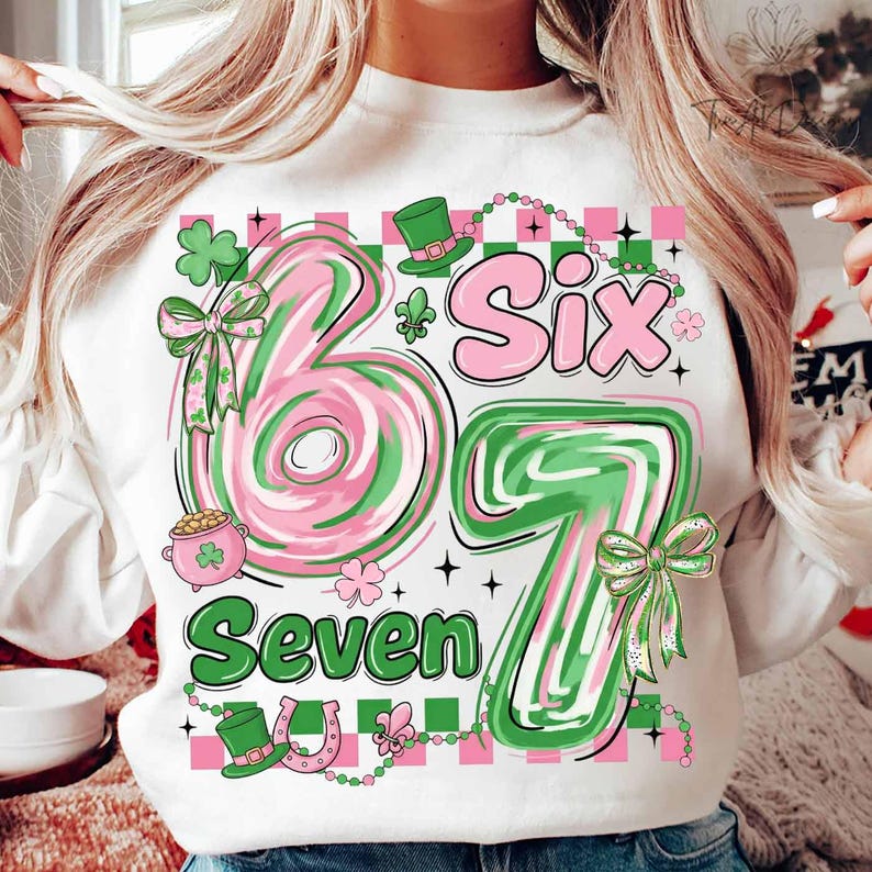 Retro St Patrick’s Lucky 67 Six Seven PNG, Preppy St Patty’s Number ...
