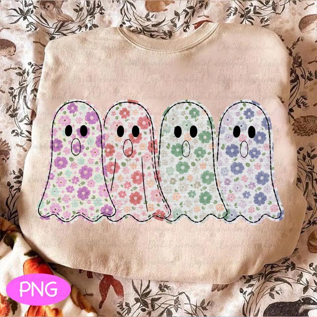 Preppy Floral Ghost Png, Fall Ghost Png, Autumn PNG, Girly Fall ...