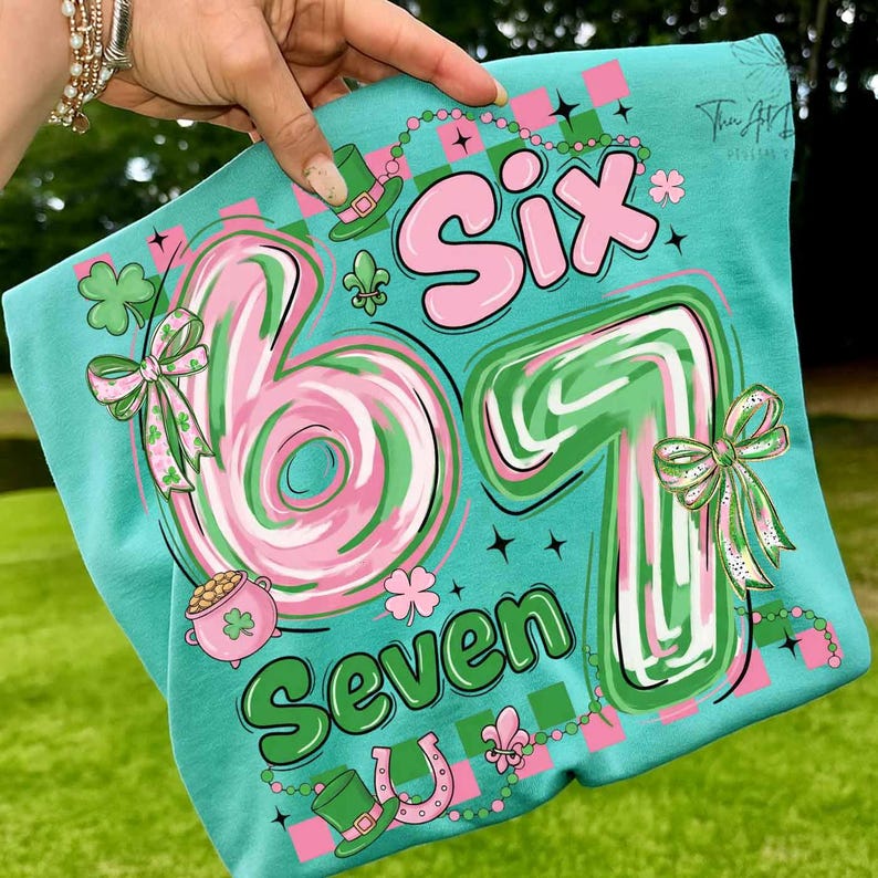 Retro St Patrick’s Lucky 67 Six Seven PNG, Preppy St Patty’s Number ...