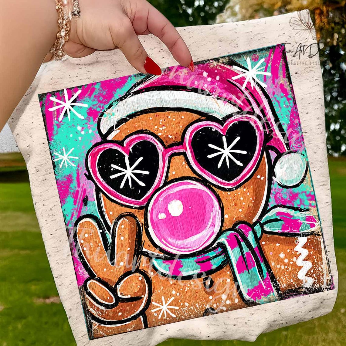 Preppy Christmas Gingerbread Man PNG, Santa Gingerbread PNG, Cute ...