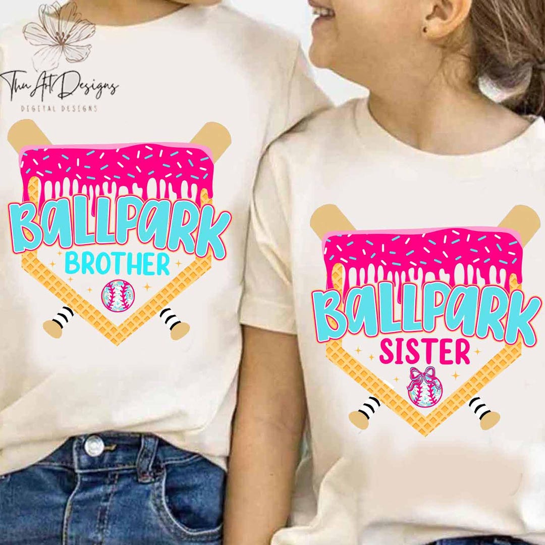 Ballpark Sister/brother Png, Little Sister Baseball Png, Dripping ...