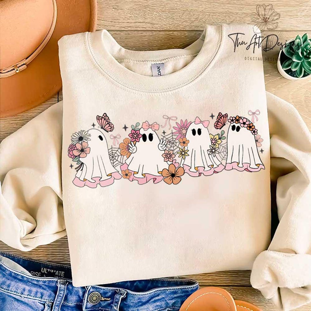 Bootiful Png,cute Ghost Png, Girly Coquette Bow,floral Ghost Png ...