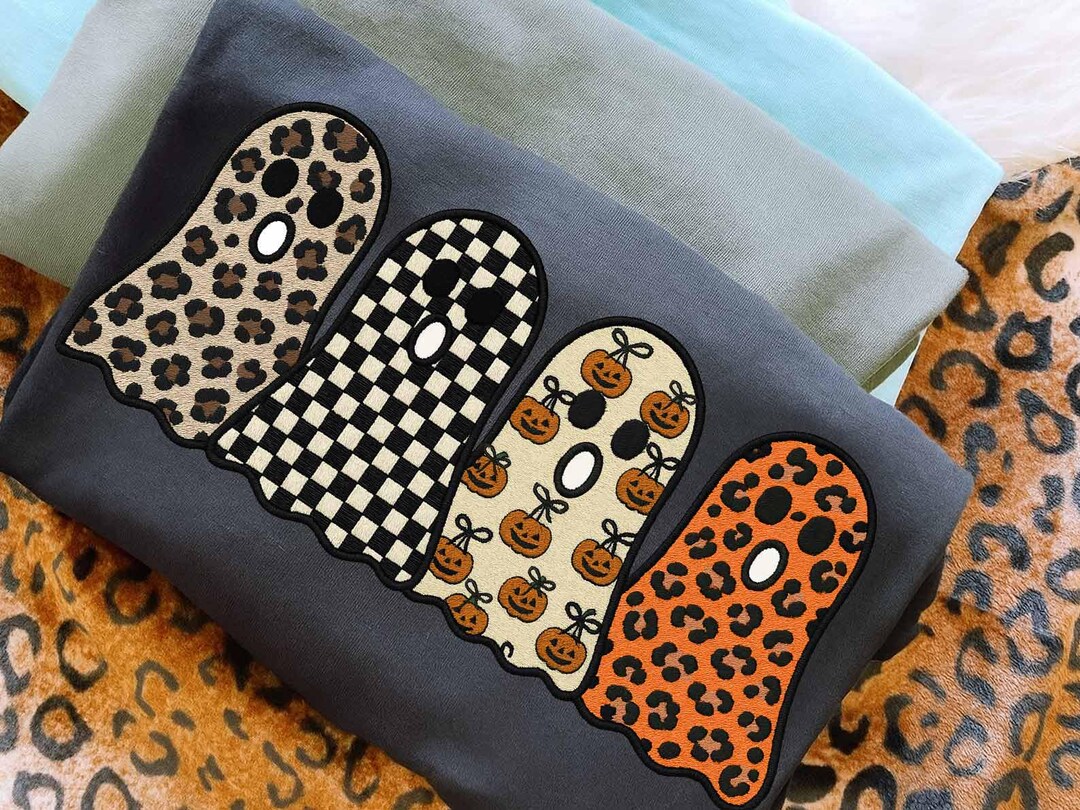 Preppy Ghost Pumpkin PNG, Leopard Floral Ghost PNG, Fall Checkered Png ...