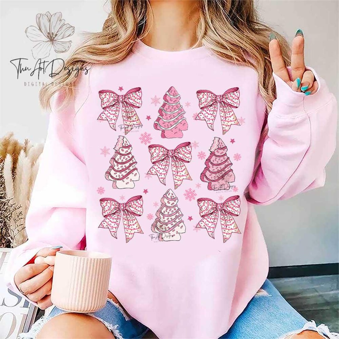 Coquette Pink Christmas PNG, Pink Christmas Tree Png, Pink Bow ...