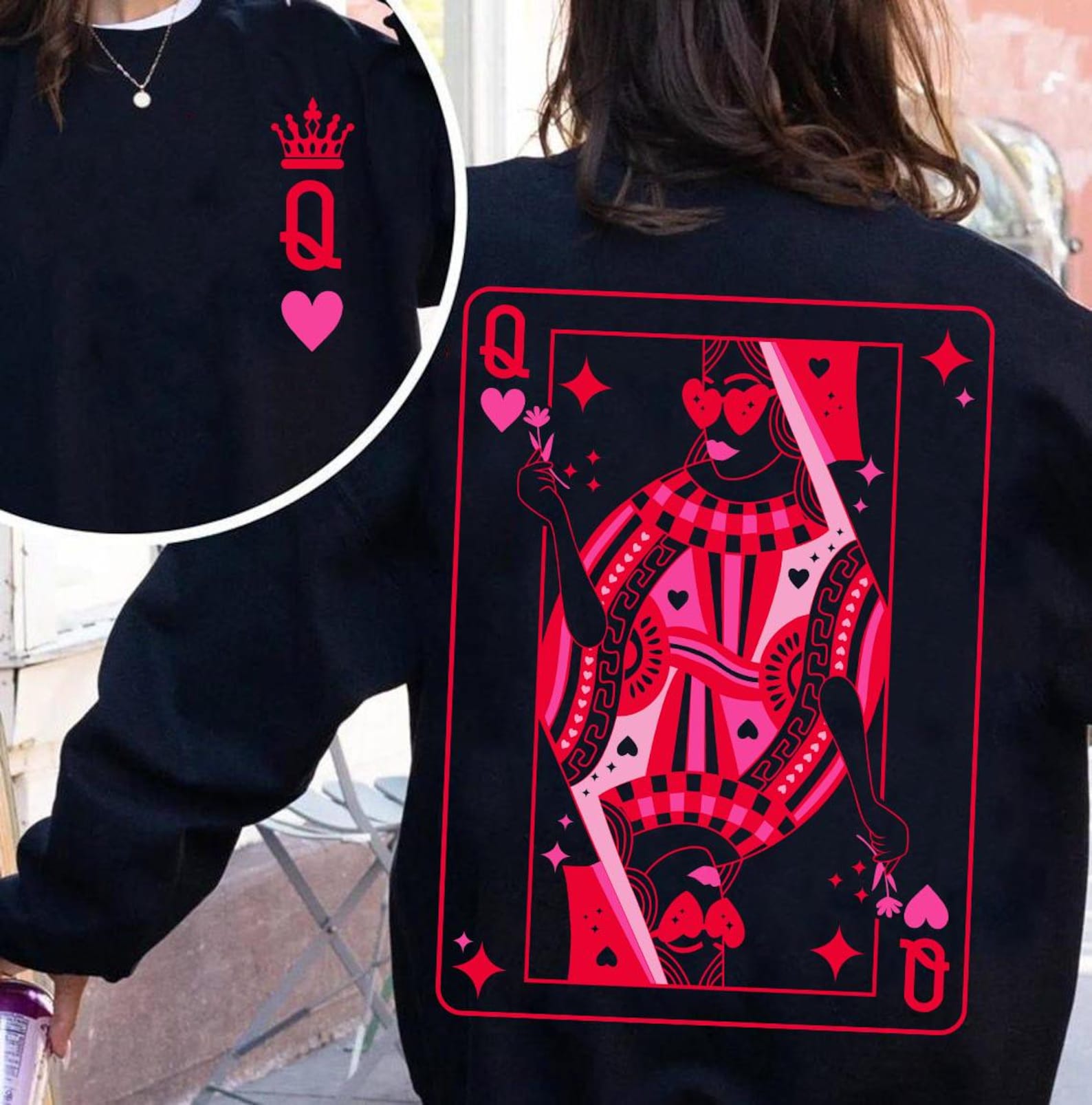 Queen of Hearts Floral Svg, Cute Playing Card SVG & PNG, Digital ...