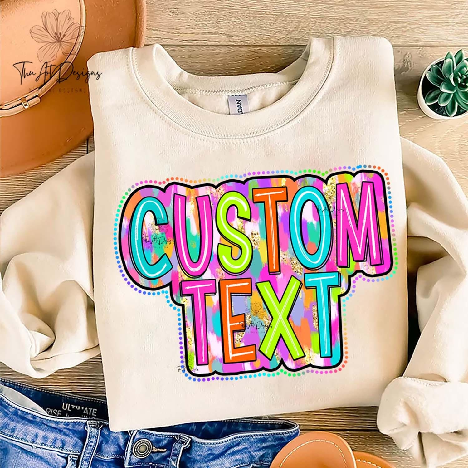 Custom Colorful Brushstroke Png, Custom Text Png, Brushstroke Letters ...