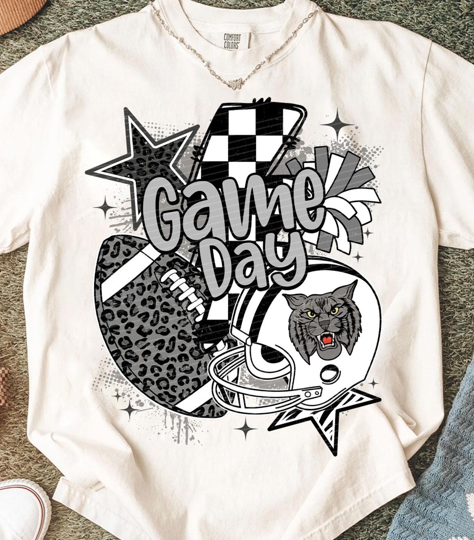 Football Mascot PNG, Leopard Print Sublimation Design, Checkered Star ...