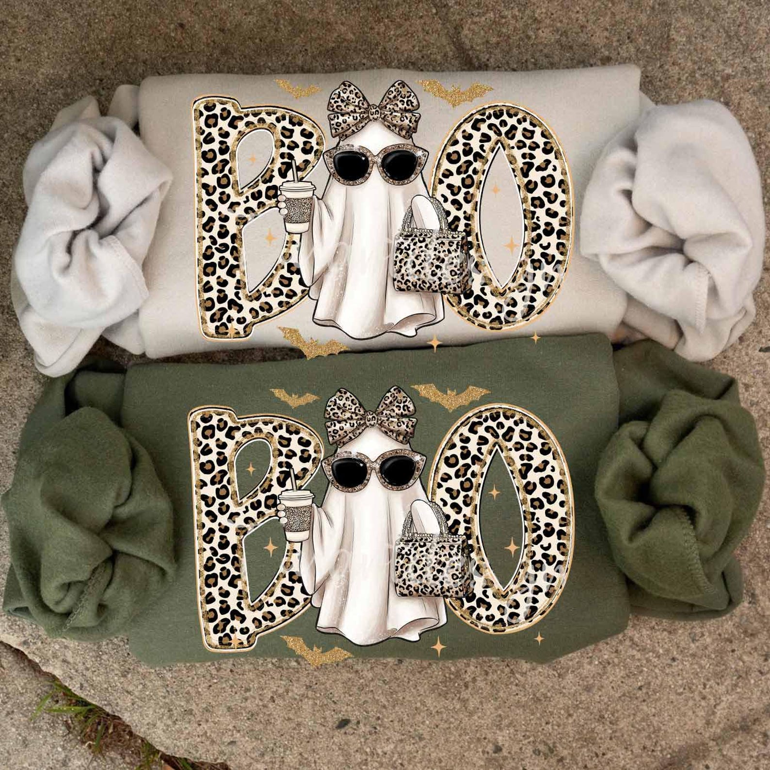 Preppy Ghost Boo PNG, Leopard Coquette Ghost PNG, Spooky Season ...