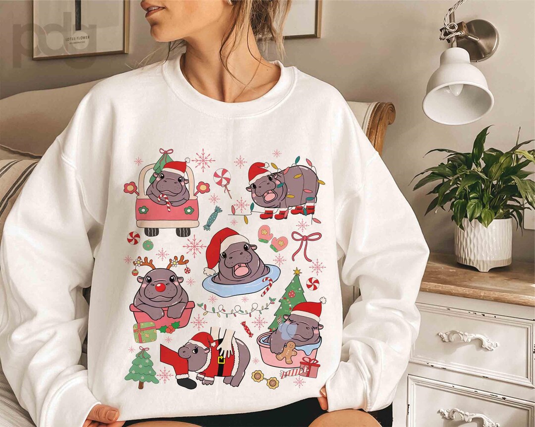 Moo Deng Santa Christmas Png, Cute Moo Deng Png, Christmas Coquette Png ...