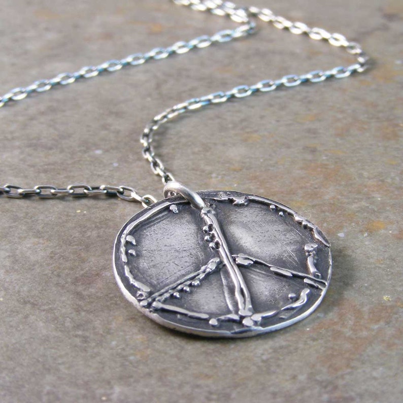 Custom Design Sterling Silver Peace Sign Necklace - Etsy