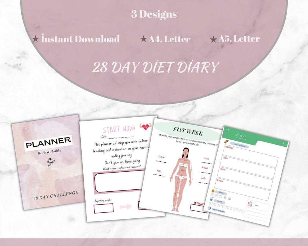 28 Day Diet Diary , Journal , Weight Loss Motivation , Diet Journal ...