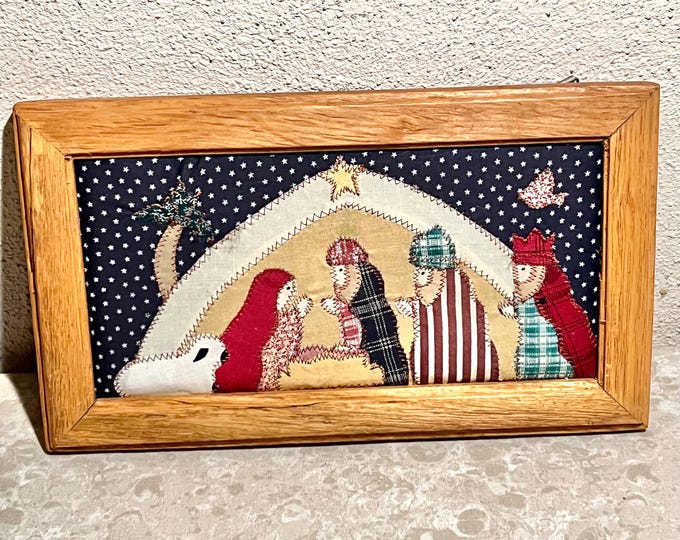 Vintage Framed Quilted Nativity Scene. Manger. Religious. Christmas ...