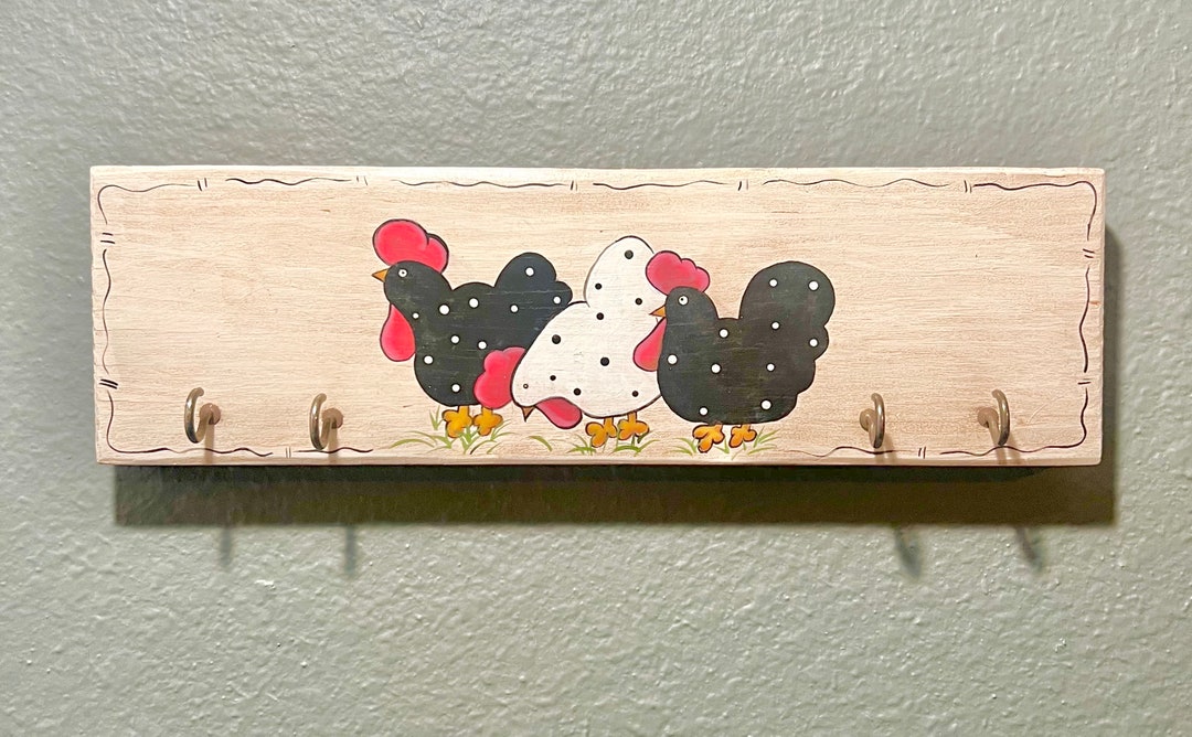 Vintage Wooden Chicken Key Holder. Wall Mount. 4 Hooks Could Hold Keys ...