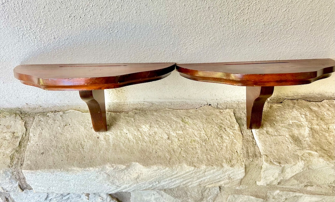 Vintage Pair Wood Shelves. Cup and Saucer Shelves. T Shelves. Small ...