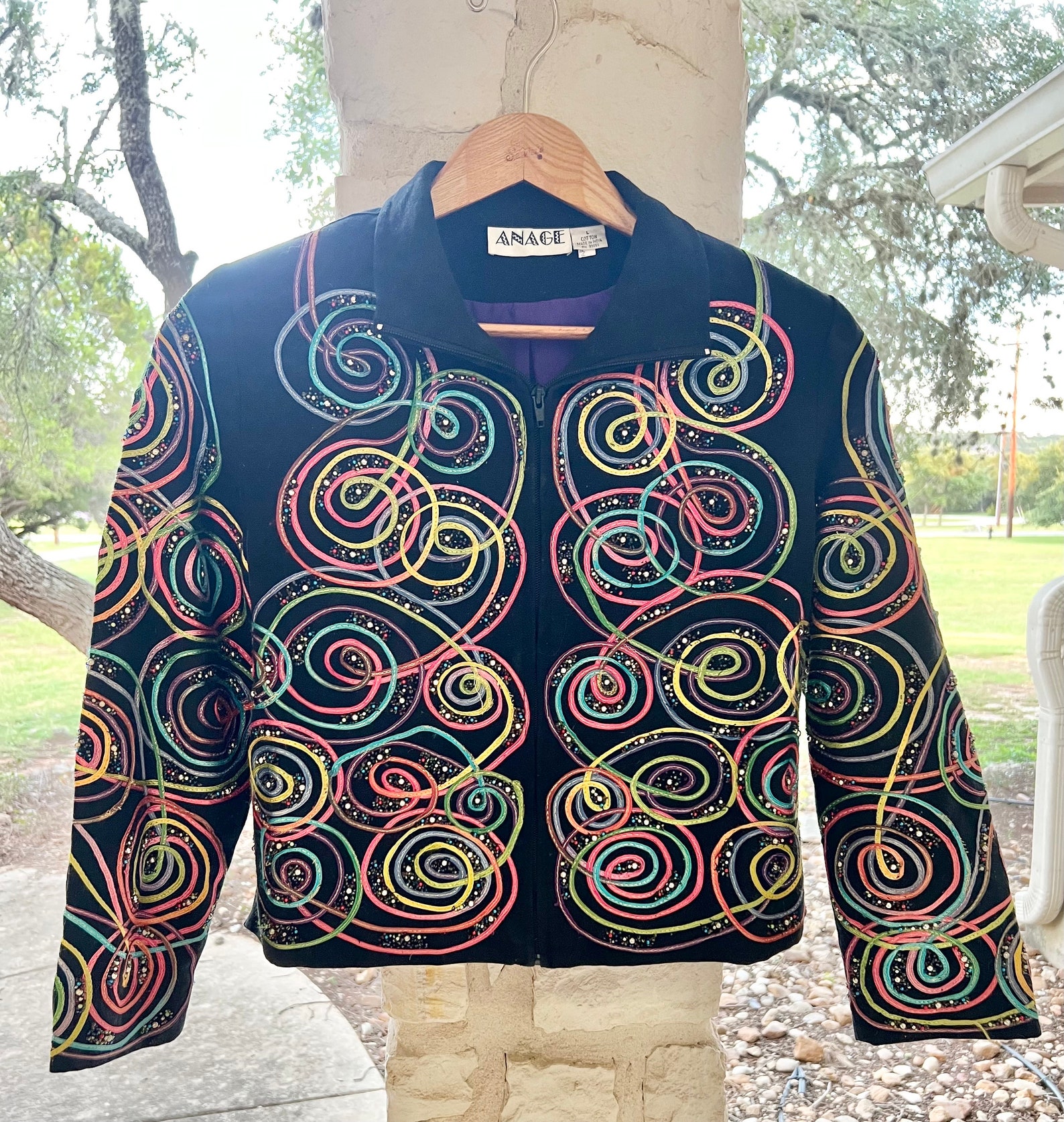 Gorgeous Vintage Anage 1980's Womens Waist Length Black, Beaded Cotton ...