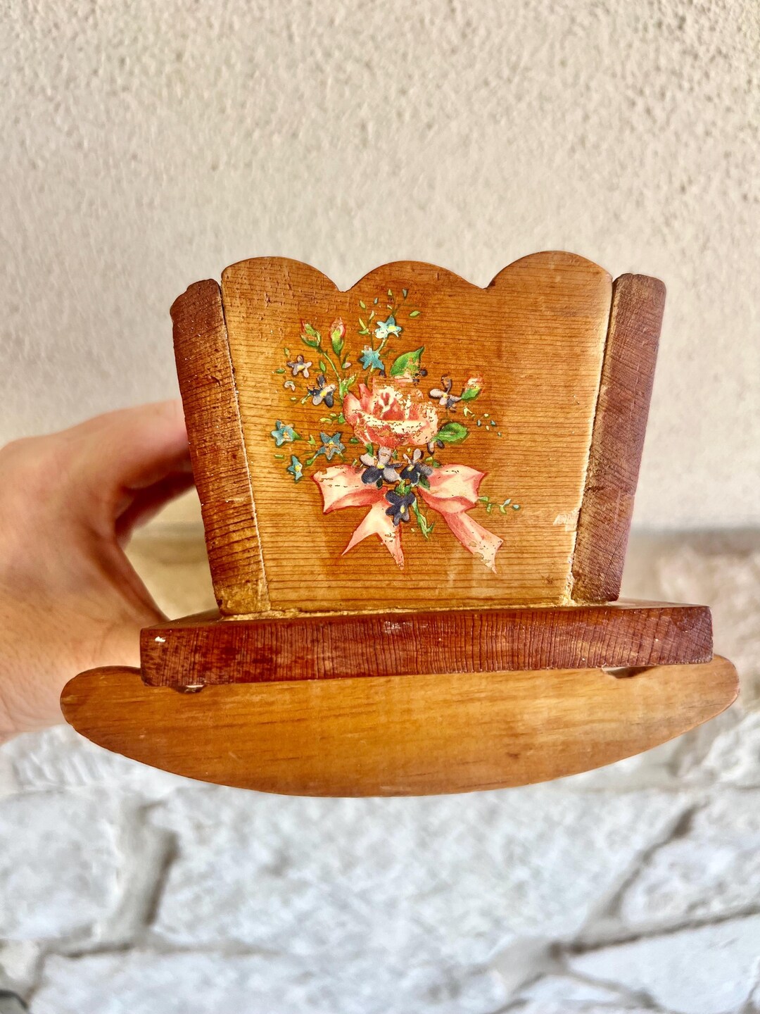 Handmade Small Wooden Rocking Cradle: Doll, Teddy Bear, or Plant ...