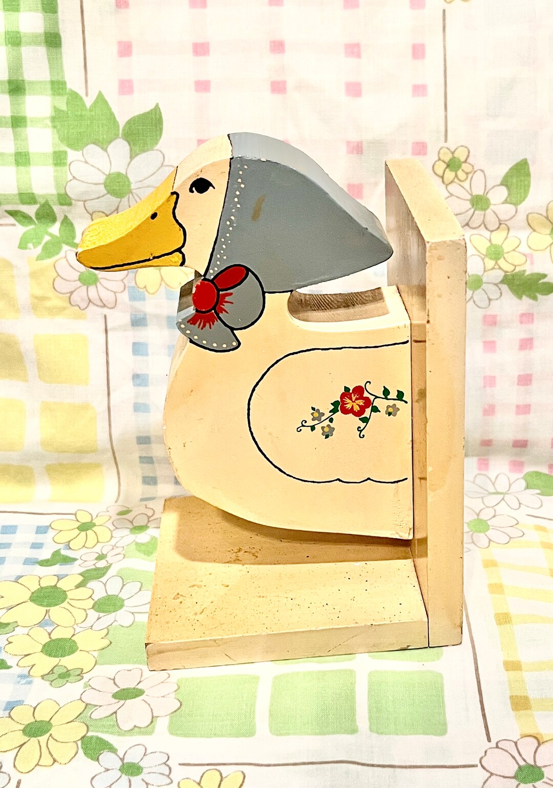 Darling Vintage Child’s Mother Goose Wooden Bookend. Goose. Bonnet ...