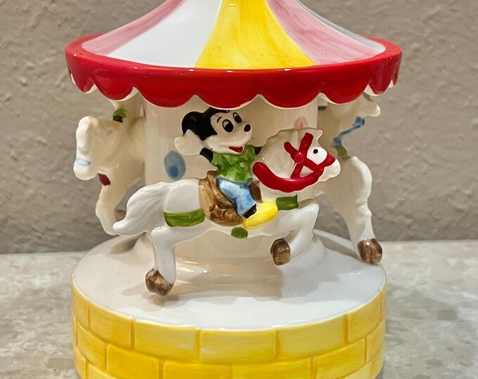 Vintage 1960-70s Disney Carousel Music Box. Mickey, Minnie, Donald ...
