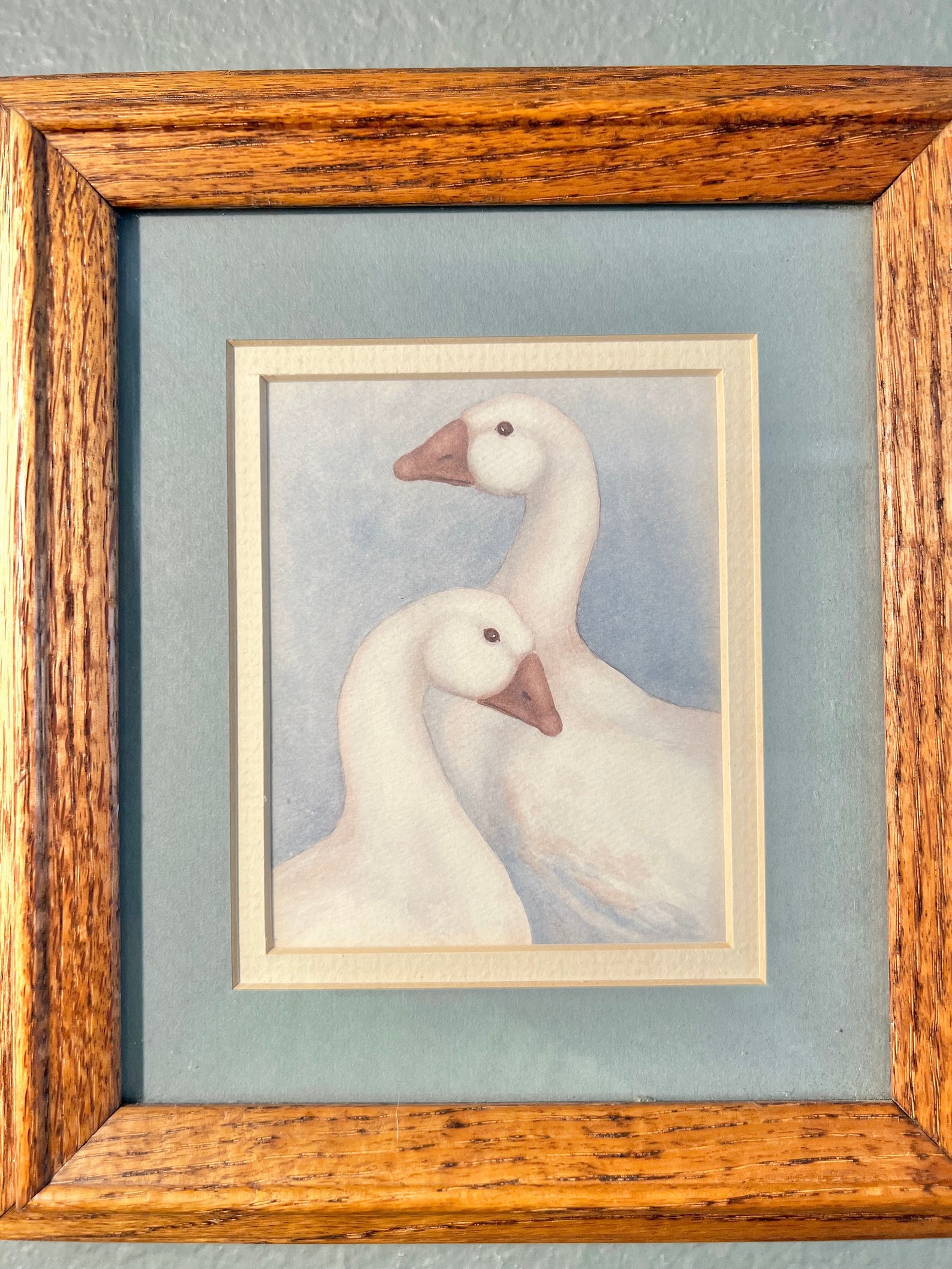 Vintage Matted and Framed Pair of Geese. Blue Matte. Goose Lover. Price ...