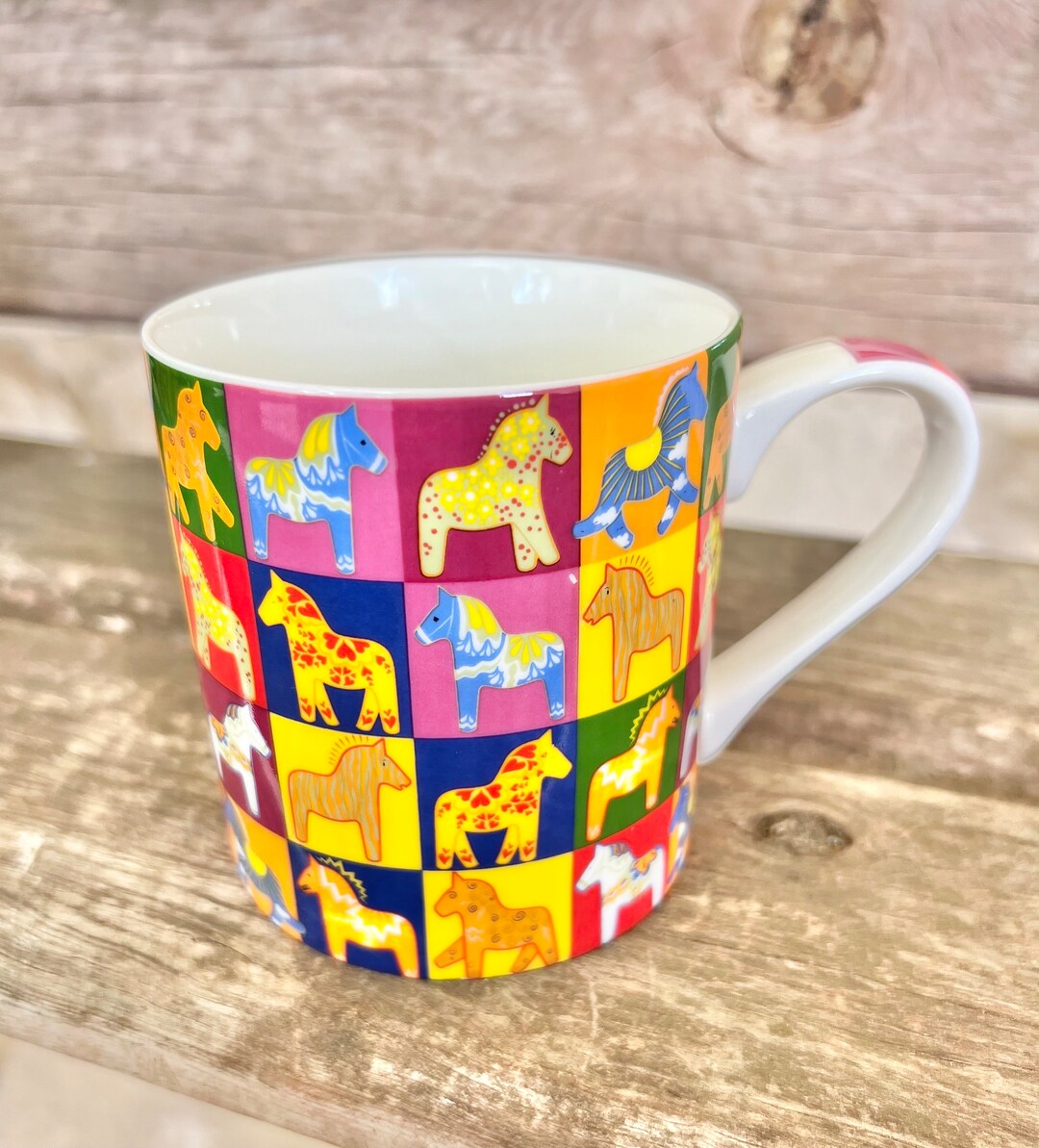 Vintage Scandinavian Swedish Colorful Dala Horses Ceramic Coffee/tea ...