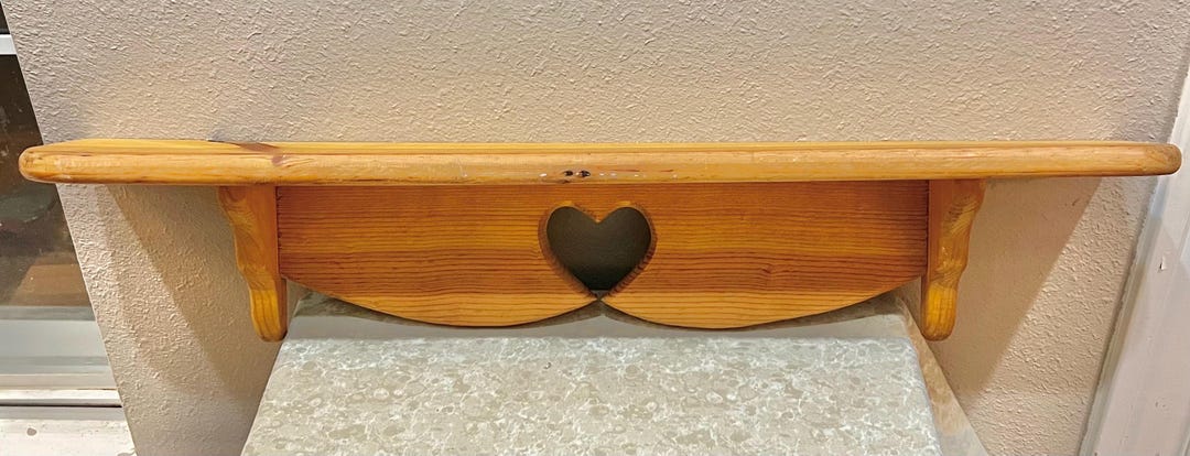 Vintage Wood Shelf With Heart Cutout: Cottage Trinket Decor - Etsy