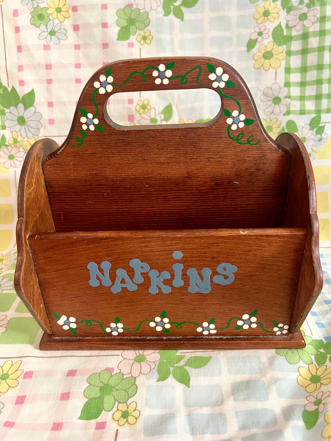 Darling Vintage Wood Carry-all. Cutlery and Napkin Carrier. Silverware ...