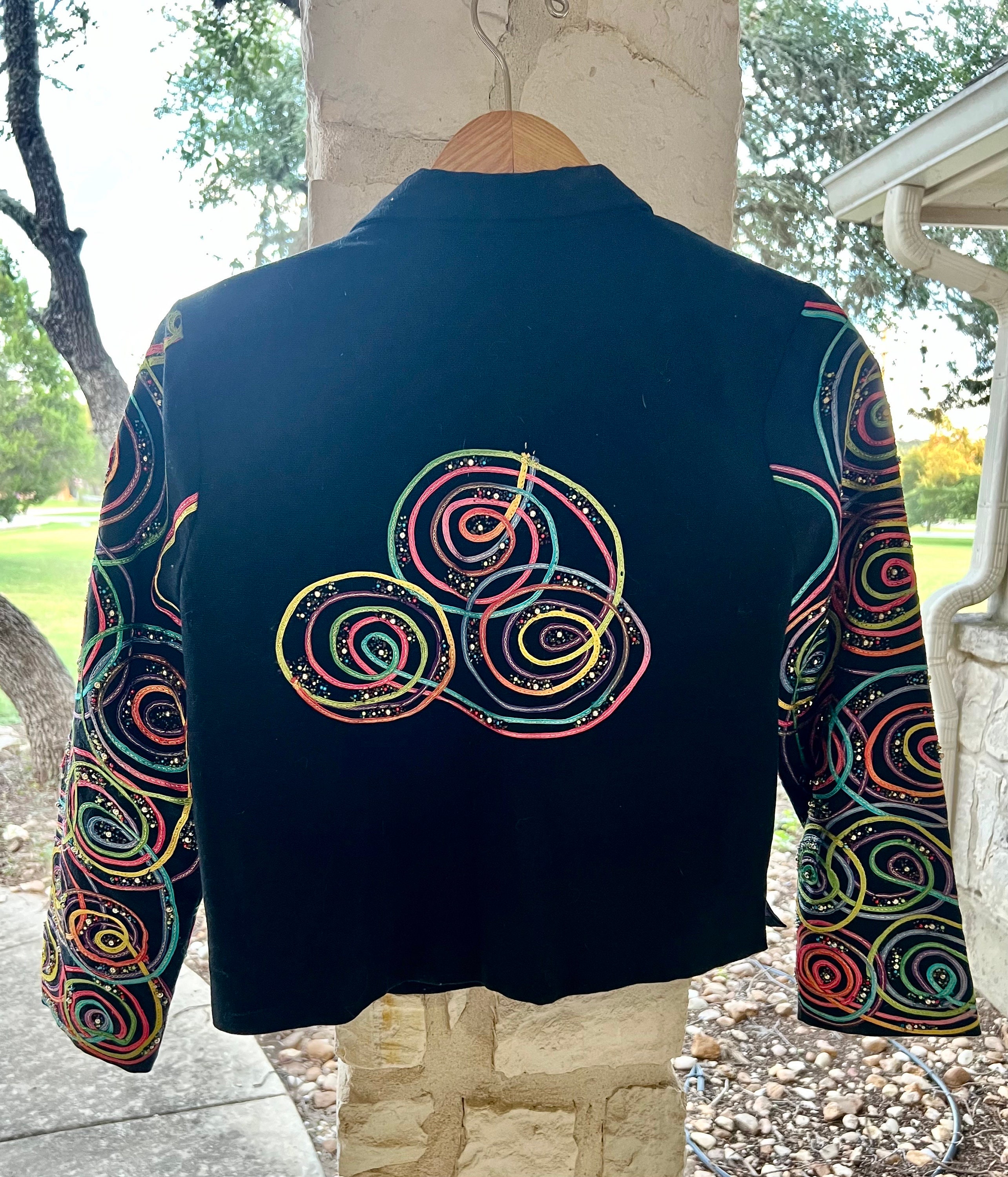 Gorgeous Vintage Anage 1980's Womens Waist Length Black, Beaded Cotton ...