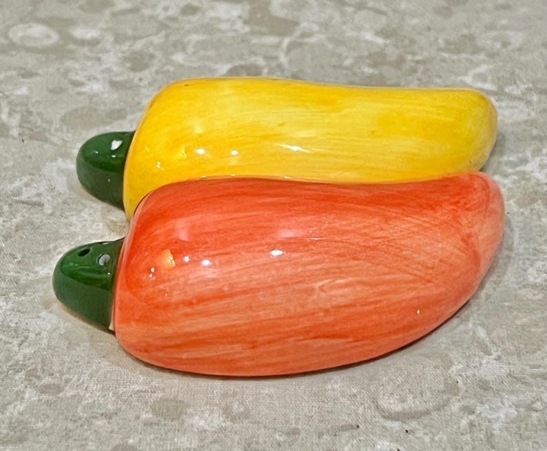 Vintage Chili Peppers Salt and Pepper Shakers. Ceramic. Southwest ...