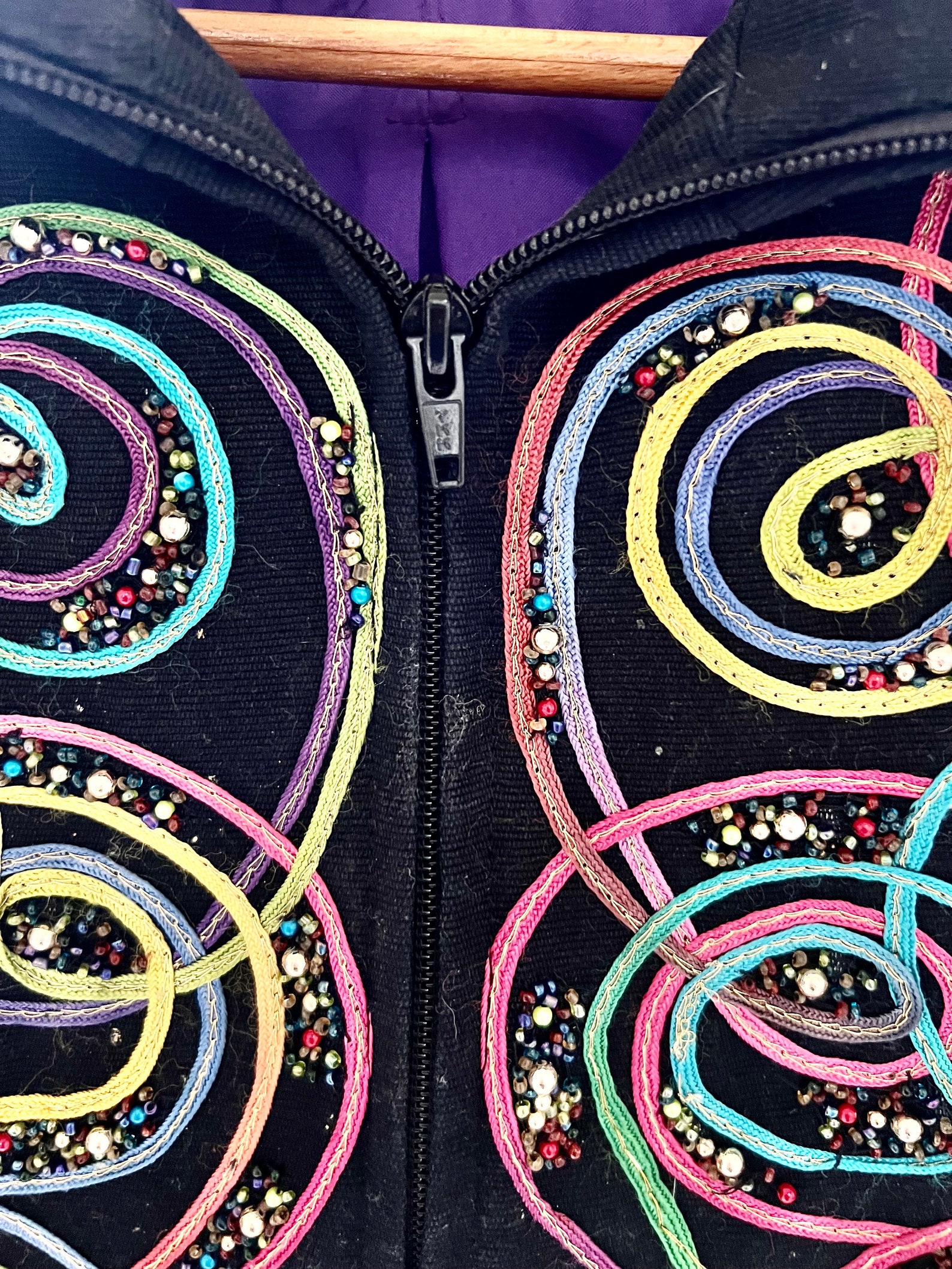 Gorgeous Vintage Anage 1980's Womens Waist Length Black, Beaded Cotton ...