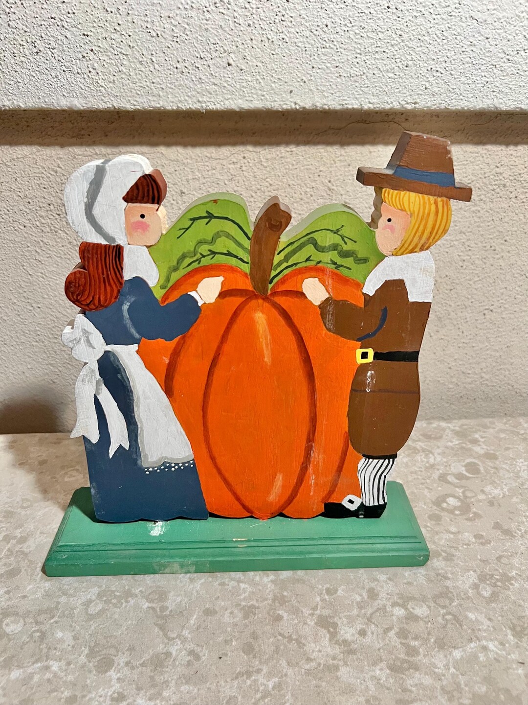 Vintage Handpainted Wooden Pilgrims. Thanksgiving Decor. Holiday ...
