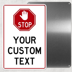 Your Custom Stop Sign With Hand Metal Warning Sign, Personalized ...