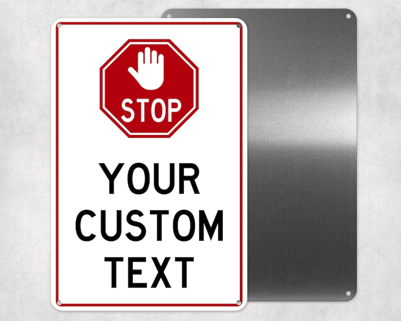 Your Custom Stop Sign With Hand Metal Warning Sign, Personalized ...
