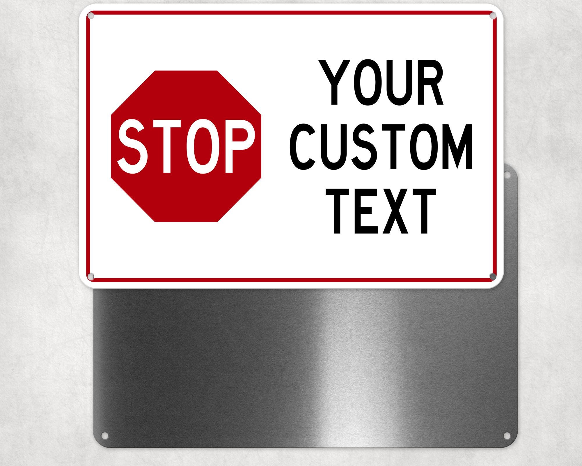 Your Custom Stop Sign Horizontal Metal Warning Sign, Personalized ...